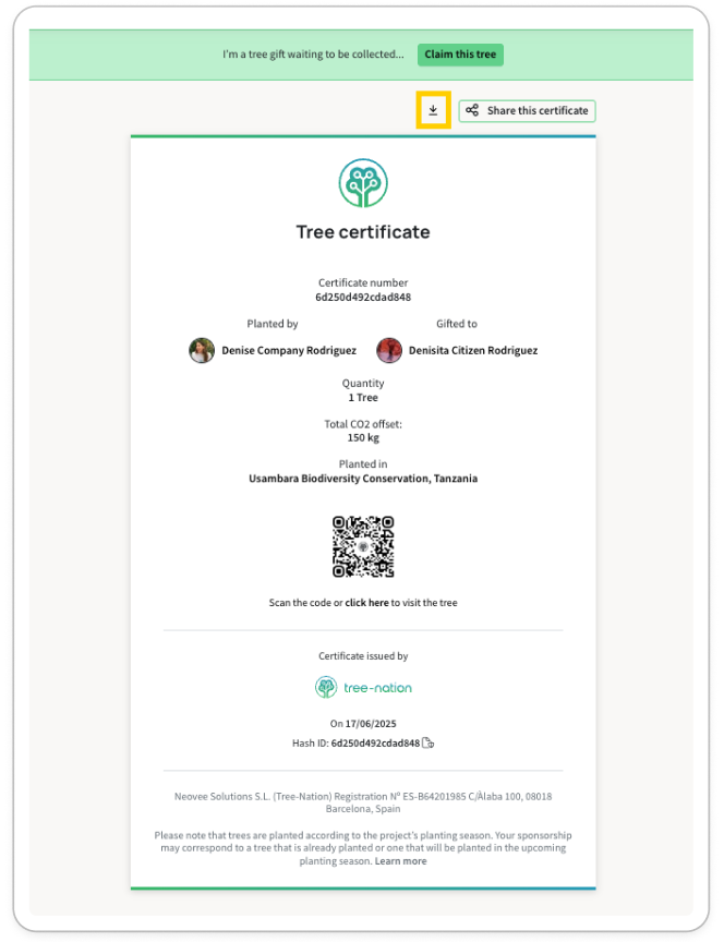 The Tree Certificate - How to use and share your certificate